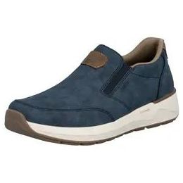 Slip-On Sneaker Rieker, Herren, Gr. 47, dunkelblau, braun, Lederimitat, unifarben mit Farbeinsatz, Schuhe, Slipper, Schlupfschuh, Freizeitsneaker, Halbschuh mit Stretcheins&auml;tze