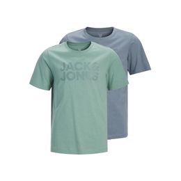Jack & Jones Jungen T-Shirt "JJECORP LOGO TEE SS CN 2PK MP NOOS JNR"mineral blau pack:tonal with mineralblau, big, blaumirage, big, Gr. 176, JACK & JONES JUNIOR,