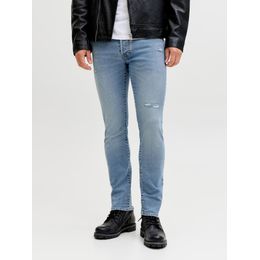 Jack & Jones JACK & JONES Herren Slim-fit-Jeans "JJIGLENN JJORIGINAL"blau denim, Gr. 34, Abriebeffekte, Denim/Jeans, Obermaterial: 76% Baumwolle, 22% Polyester,