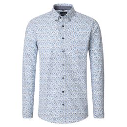 Langarmhemd Casamoda "Casamoda Freizeithemd Print", Herren, Gr. XL, Normalgr&ouml;&szlig;en, blau, 100% Baumwolle, bedruckt, l&auml;ssig geschnitten, Hemden