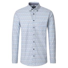 Langarmhemd Casamoda "Casamoda Freizeithemd Print", Herren, Gr. 4XL, Normalgr&ouml;&szlig;en, blau, 100% Baumwolle, bedruckt, l&auml;ssig geschnitten, Hemden
