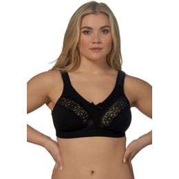 B&uuml;gelloser BH ELBRINA, Damen, Gr. 80, Cup D, schwarz, Spitze, Obermaterial: 95% Baumwolle, 5% Elasthan, unifarben, bequem, BHs, mit Spitze, mit Schleife, breite Tr&auml;ger, ohne B&uuml;gel, Baumwollmix