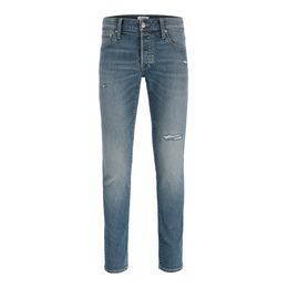 Jack & Jones Slim-fit-Jeans JACK & JONES "JJIGLENN JJORIGINAL", Herren, Gr. 34, L&auml;nge 32, blau denim, Denim/Jeans, Obermaterial: 76% Baumwolle, 22% Polyester, 2% Elasthan, Abriebeffekte, slim fit, Jeans Slim-fit-Jeans