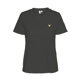 V&eacute;ro Moda Kurzarmshirt VERO MODA "VMVIVA S/S O-NECK T-SHIRT JRS BTQ GA", Damen, Gr. L, schwarz print:gold foil heart, Jersey, Obermaterial: 100% Baumwolle, bedruckt, regular fit normal, Rundhals, Shirts