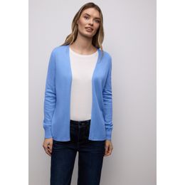 Cardigan Street One, Damen, Gr. 40, bonnet blau, Stoff, 60% Viskose, 40% Baumwolle, unifarben, comfort fit normal, V-Ausschnitt, B&uuml;ndchen, Strickjacken, mit Strick-Detail