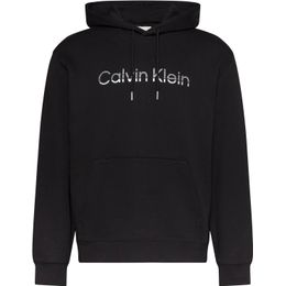 Kapuzensweatshirt Calvin Klein "LS EU 350TERRY HOODIE", Herren, Gr. XL, schwarz, Sweatware, Obermaterial: 92% Baumwolle, 8% Polyester, unifarben, regular fit normal, Rundhals, eingesetzt Rippb&uuml;ndchen, Sweatshirts, Regular fit mit Kapuze