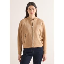 Blouson Cecil, Damen, Gr. S (38), golden camel, Stoff, Obermaterial: 94% Polyester, 6% Elasthan; Futter: 100% Polyester, unifarben, comfort fit normal, Rundhals, B&uuml;ndchen, Jacken Blouson, in Velours-Optik