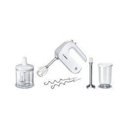 Bosch Handmixer-Set Styline MFQ4080 wei&szlig;/silber, 500 Watt, mit Zerkleinerer und Edelstahlmixfu&szlig;