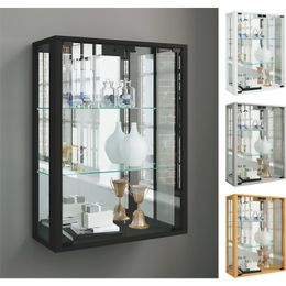 Vcm Glasvitrine h&auml;ngend Vitrine Glas mit ESG-Sicherheitsglas Ma&szlig;e ca. H. 80 x B. 60 x T. 25 cm H&auml;ngevitrine Glas Modern und platzsparend Glas Vitrinenschrank - Udina Spiegel