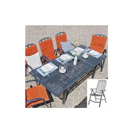 Greemotion Toulouse Gartenm&ouml;bel-Set, 9-teilig, 8 Klappsessel und Ausziehtisch, robust und wetterfest, klappbar, f&uuml;r Terrasse, Balkon, Garten, eisengrau