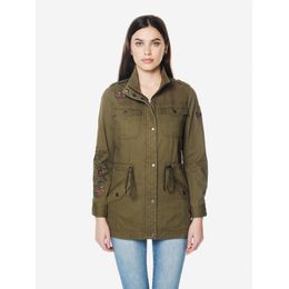 Koroshi Parka Damen Gr&ouml;&szlig;e XS khaki / hellpink / schwarz / wei&szlig;