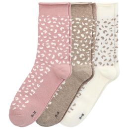 Gina Benotti 3 Paar Damen Socken mit Leo-Muster