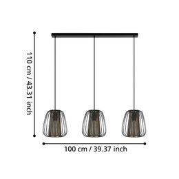 Eglo H&auml;ngeleuchte Curasao, Balken, dreiflammig