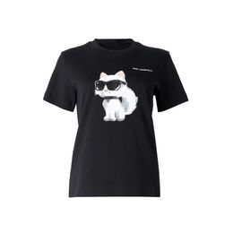 K by KARL LAGERFELD Karl Lagerfeld T-Shirt 'IKON AQUARELLE C' Damen Gr&ouml;&szlig;e XXL puder / schwarz / wei&szlig;
