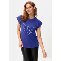 Lascana Kurzarmshirt blau Gr. 32/34 f&uuml;r Damen. Mit Rundhals. Figurumspielend. Nachhaltig.
