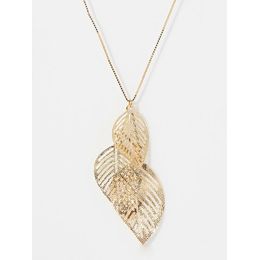 OR &Eacute;CLAT Gold-Halskette "Feuille de Saule" mit Anh&auml;nger - (L)42 cm - 76% | Schmuck