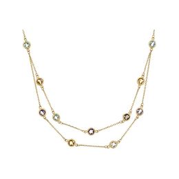DIAMANTA Gold-Halskette "Colormix" mit Edelsteinen - (L)42 cm - 77% | Schmuck