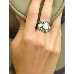 AMAZONIA Silber-Ring "Kolo" mit Perlmutt - 77% | Gr&ouml;&szlig;e 50 | Schmuck