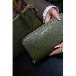 Victor & Hugo Paris Leder-Geldb&ouml;rse "Selma" in Gr&uuml;n - (B)20 x (H)10 x (T)3 cm - 63% | Portemonnaies-etuis