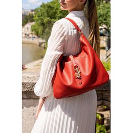 Victor & Hugo Paris Leder-Schultertasche "Margot" in Rot - (B)30 x (H)39 x (T)2 cm - 75% | Damen-taschen