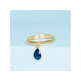 L instant d Or Gold-Ring "M&eacute;daillon bleu" mit Zirkonia - 80% | Gr&ouml;&szlig;e 50 | Schmuck