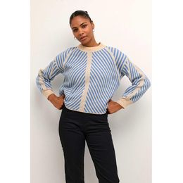 Kaffe Pullover "Vera" in Beige/ Blau - 51% | Gr&ouml;&szlig;e S | Damen-pullover-cardigans