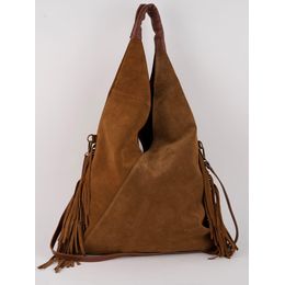 Victor & Hugo Paris Leder-Schultertasche "Sorrel" in Camel - (B)40 x (H)35 x (T)3 cm - 76% | Damen-taschen