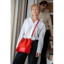 Victor & Hugo Paris Leder-Schultertasche "Livy" in Rot - (B)21,5 x (H)27 x (T)15 cm - 69% | Damen-taschen