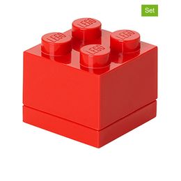 Lego 3er-Set: Aufbewahrungsboxen "Mini 4" in Rot - (B)4,6 x (H)4,3 x (T)4,6 cm - 45% | Kisten-koerbe