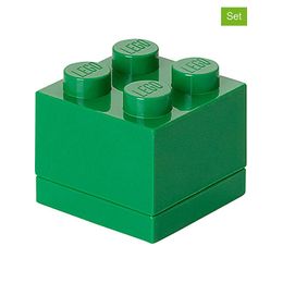 Lego 3er-Set: Aufbewahrungsboxen "Mini 4" in Gr&uuml;n - (B)4,6 x (H)4,3 x (T)4,6 cm - 45% | Kisten-koerbe