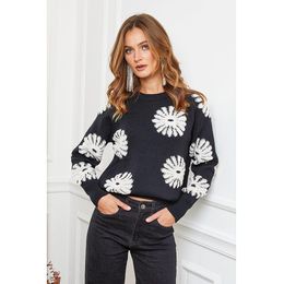 Jos&eacute;fine Pullover "Banshee" in Schwarz/ Wei&szlig; - 65% | Gr&ouml;&szlig;e L | Damen-pullover-cardigans
