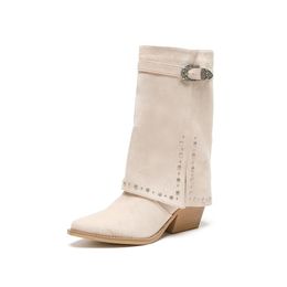Salinyang Cowboy Boots female Beige size 42