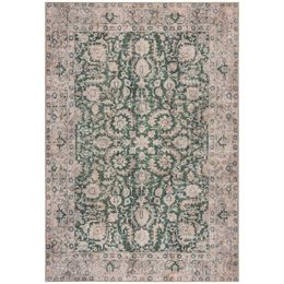 FLAIR RUGS Teppich &raquo;Beau Floral&laquo; rechteckig 2 mm H&ouml;he Waschbarer Vintage Teppich, Wohnzimmer, Schlafzimmer, Esszimmer gr&uuml;n Kunstfaser