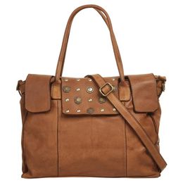 Samantha Look Damen Shopper echt Leder, Made in Italy braun