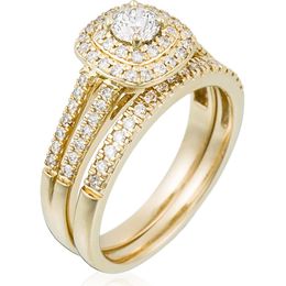 ATELIER DU DIAMANT Gold-Ring "Duo de Bagues Carr&eacute; Passion" mit Diamanten - 87% | Gr&ouml;&szlig;e 56 | Schmuck