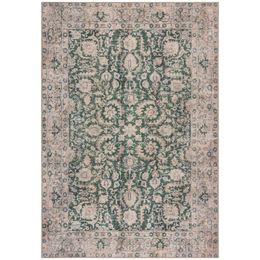 FLAIR RUGS Teppich &raquo;Beau Floral&laquo; rechteckig 2 mm H&ouml;he Waschbarer Vintage Teppich, Wohnzimmer, Schlafzimmer, Esszimmer gr&uuml;n Kunstfaser