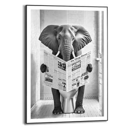 Orangewallz Gerahmter Kunstdruck "Elephant Toilet" - 26% | Gr&ouml;&szlig;e 40x50 cm | Wanddekoration