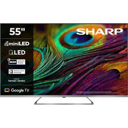 Sharp QLED Mini LED-Fernseher &raquo;4T-C55JPx&laquo; 139 cm/55 &prime;&prime; Smart-TV Smooth Motion &ndash; Rahmeninterpolationstechnologie; Google Assistant; Google Cast