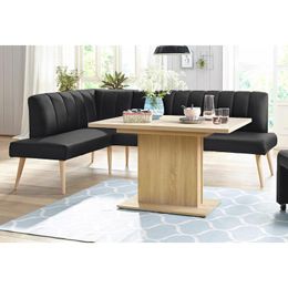 exxpo - sofa fashion Eckbank &raquo;Costa, moderne R&uuml;ckensteppung, bequem und elegant, hoher Holzfu&szlig;&laquo; hochwertig verarbeitet, Frei im Raum stellbar schwarz 