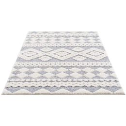 Carpet City Hochflor-Teppich &raquo;Focus 3005&laquo; rechteckig 20 mm H&ouml;he L&auml;ufer, Boho, Hochtief-Muster/ 3D-Effekt, f&uuml;r Wohnzimmer, Schlafzimmer grau Polypropylen