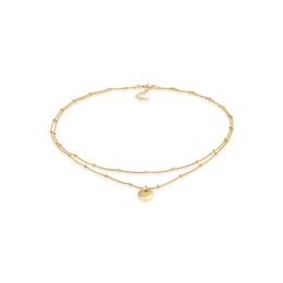 Elli Damen Collier &raquo;Choker Layer Pl&auml;ttchen Kugelkette 925 Silber&laquo; gold