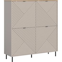 Home Affaire Highboard &raquo;RAITA, H&ouml;he 135 cm, Front mit Desgin-Fr&auml;sung, 4 T&uuml;ren, viel Stauraum&laquo; moderne Farbkombi, individuell einsetzbar, Griffe & F&uuml;&szlig;e