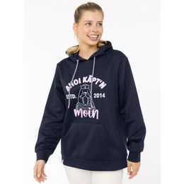 Zwillingsherz Damen Hoodie &raquo;"Ahoi K&auml;pt ́n"&laquo;, Mini-Me,mit s&uuml;&szlig;em Seehund mit Kapit&auml;nsm&uuml;tze und K&auml;ngurutasche L/XL