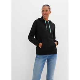 bonprix Damen bonprix Hoodie, mit Stehkragen, Oversize Passform, aus Baumwolle schwarz 40/42 (M)
