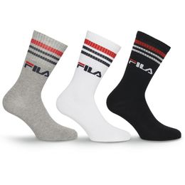 Fila Herren Socken 3 Paar, breites Rippenb&uuml;ndchen, Logoschriftzug, Cotton-Mix 43-46