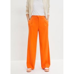 bonprix Damen bonprix Bundfaltenhose &raquo;Bundfaltenhose&laquo; aus Polyester, Viskose und Elasthan, Loose Fit, festlicher Stil orange 44, N-Gr
