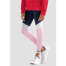 Kangaroos M&auml;dchen Kangaroos Leggings &raquo;mit colorblocking Eins&auml;tzen&laquo; mit sch&ouml;nen Kontrasteins&auml;tzen blau 140/146, N-Gr