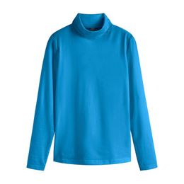 bonprix Damen bonprix Langarmshirt &raquo;Langarmshirt mit reiner Baumwolle&laquo; schmale Passform, mit Rollkragen, ohne Verschluss blau 48/50 (XL)