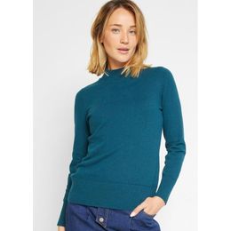 bonprix Damen bonprix Strickpullover aus Baumwollmischung, mit Stehkragen, unifarben, bequeme Passform blau 36/38 (S)
