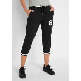 bonprix Damen bonprix Jogginghose &raquo;Jogginghose, 3/4-L&auml;nge aus Baumwollmix&laquo; aus Baumwollmix, mit Stretch-Material, Regular Fit, casual Stil schwarz 52/